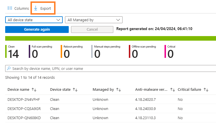 Defender For Endpoint Status Report With Microsoft Graph Powershell