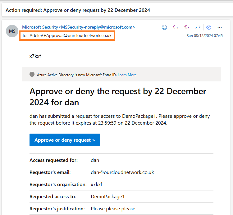 How to receive Entra admin email notifications without a mailbox
